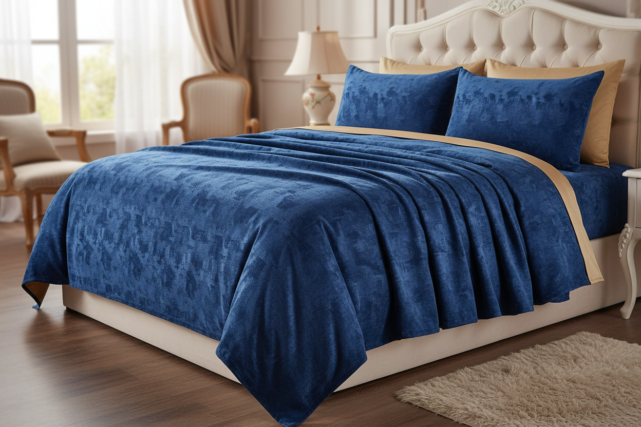 3PC Texture Velvet Bedsheet – Plush Dreams